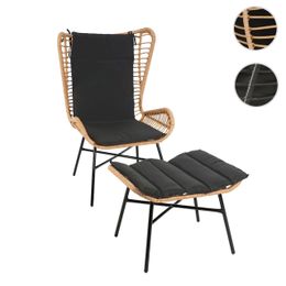 Mendler Poly-Rattan Set HWC-G17b, Balkon-Set Gartengarnitur Sitzgruppe Stuhl+Hocker Sessel, Seil ~ Varianten 76316