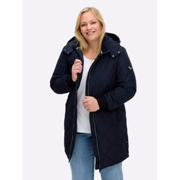sheego Damen Steppjacke mit abnehmbarer Kapuze, tiefblau, Größe 52