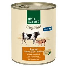 REAL NATURE Nassfutter Hund Adult Rind mit italienischem Schinken 24x800 g