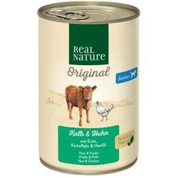 REAL NATURE Nassfutter Hund, Junior, Kalb und Huhn 12x400 g