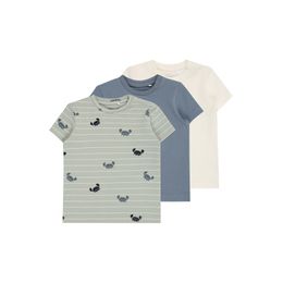 name it T-Shirt 'NBMVACION' Größe 62 taubenblau / pastellgrün / schwarz / weiß