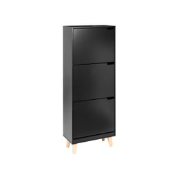 Beliani Schuhschrank NEIKA in Schwarz/Braun - (W) 47 x (H) 121 x (L) 24 cm | Gr.: onesize