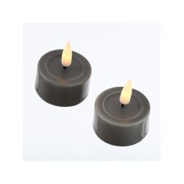 Deluxe Homeart 2x LED Teelichter Mia flackernd mit Batterien D: 4,1cm in grau | Gr.: onesize