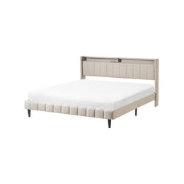 Beliani Doppelbett mit LED BEAULIEU in Beige/Schwarz - (W) 188 x (H) 103 x (L) 218 cm | Gr.: onesize