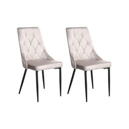 Beliani 2er-Set Esszimmerstuhl AVENIR in Beige/Schwarz | Gr.: onesize