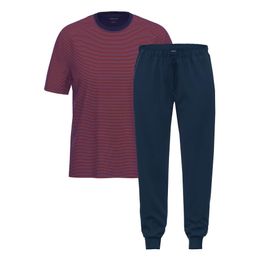 Ammann Schlafanzug Night & Home Cotton in Dunkelblau / rot | Gr.: XXL
