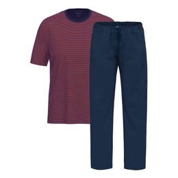 Ammann Schlafanzug Night & Home Cotton in Dunkelblau / rot | Gr.: S