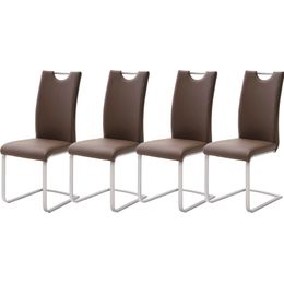 Freischwinger MCA furniture "Paulo", braun (braun, edelstahl gebürstet), B:42cm H:103cm T:55cm, Stühle, Stuhl belastbar bis 120 kg