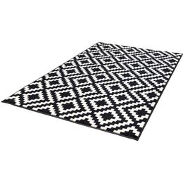 Teppich "Kalmar" Gr. 36, schwarz-weiß (weiß, schwarz), B:115cm H:7mm L:175cm, Kunstfaser, wash+dry by Kleen-Tex, Teppiche, rutschhemmend, waschbar, Wohnzimmer