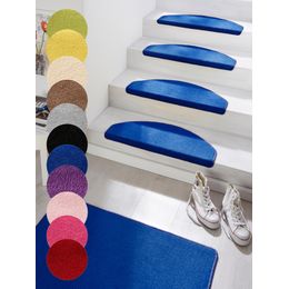 Stufenmatte Hanse Home "Fancy" Gr. 22, blau, B:23cm H:7mm L:65cm, Kunstfaser, Teppiche, 15 Stück, Treppenmatten, Selbstklebend, Stufenteppich, Treppenstufen