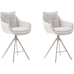 Bistrostuhl MCA furniture "Parker Tresenstuhl mit Armlehnen Tresenhocker", beige (creme, edelstahlfarben), B:60cm H:98cm T:62cm, Polyester, Stühle, Barhocker,Barmoebel,Barstuhl,360 drehbar,mit Lehne,belastbar 120 kg
