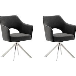 4-Fußstuhl MCA furniture "Tonala", grau (anthrazit, edelstahl gebürstet), B:64cm H:85cm T:61cm, Stühle, (2er-Set), 180 drehbar, Belastbarkeit 120 kg, Sitzhöhe ca. 49 cm