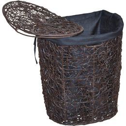 my home W&auml;schekorb Rattan-Geflecht, mit Stoffeinsatz und Deckel, H&ouml;he 62 cm braun
