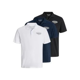 Jack & Jones JACK & JONES Poloshirt »JJMAKOTO POLO SS 3PK MP« Black Pack:Black+Sky Captain+White L L Polo mit Knopfleiste von Jack & Jones