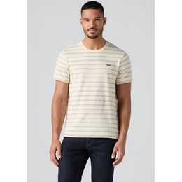 Levi's T-Shirt LEVI'S, Herren, Gr. S, tobi stripe afterglo, Jersey, Obermaterial: 100% Baumwolle, regular fit taillenbedeckt, Rundhals, gerader Abschluss, Shirts, mit Streifenmuster