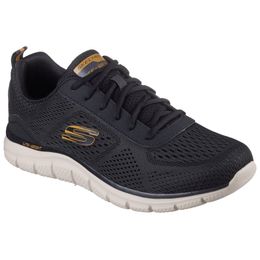 Schn&uuml;rschuh Skechers "TRACK-LESHUR", Damen, Gr. 39, schwarz, Lederimitat, Textil, Schuhe Schn&uuml;rschuh, Freizeitschuh, Trainingsschuh im Materialmix