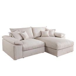 Riess Ambiente riess-ambiente Design Ecksofa ATMOSPHERE XL 245cm champagner beige Cord Federkern inkl. Kissen