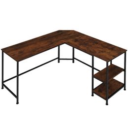 TecTake&reg; Schreibtisch, Industrial Style, Seitenregal mit 2 Ablagef&auml;chern, 138 x 138 x 75,5 cm