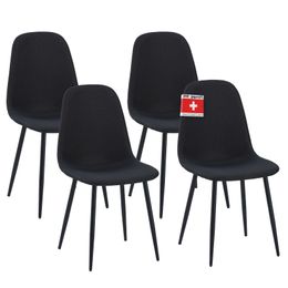 ALBATROS Esszimmerstuhl BARI mit Stoff Bezug, 4er Set Schwarz, stilvolles Vintage Design, belastbar mit 110Kg, Polsterstuhl - Moderner K&uuml;chenstuhl, Stuhl Esszimmer oder Esstisch Stuhl