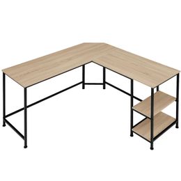 TecTake&reg; Schreibtisch, Industrial Style, Seitenregal mit 2 Ablagef&auml;chern, 138 x 138 x 75,5 cm