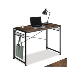 TecTake&reg; Schreibtisch, Industrial Style, klappbar, mit seitlichen Gitterfl&auml;chen und 8 Haken, 102 x 51 x 77 cm