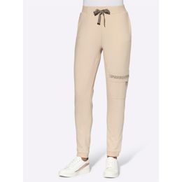 WITT Damen Jogg Pants mit Ripp-Abschl&uuml;ssen, sand, Gr&ouml;&szlig;e 38