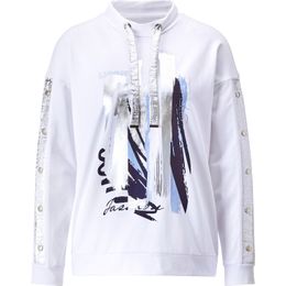 WITT Damen Sweatshirt mit platziertem Metallic-Druck, wei&szlig;-silberfarben-bedruckt, Gr&ouml;&szlig;e 36