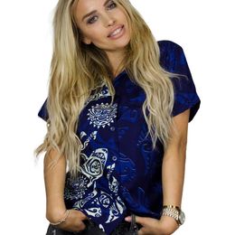 King Kameha Bluse 'Maori Wedding' Damen Gr&ouml;&szlig;e XL blau