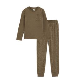 WE Fashion Pyjama Jungen Gr&ouml;&szlig;e 158/164 gr&uuml;n / schwarz
