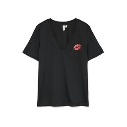 V&eacute;ro Moda Vero Moda T-Shirt 'VMFEYOLA' Damen Gr&ouml;&szlig;e XS blutrot / schwarz