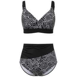 Ulla Popken Bikini Damen Gr&ouml;&szlig;e 7XL schwarz / wei&szlig;