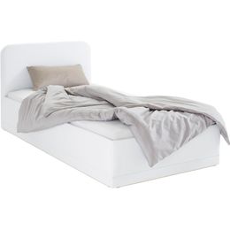 Polsterbett, weiß, B:130cm L:210cm, Bezug Bett: wahlweise Microfaser (100% Polyester), Strukturstoff (77% Polyester, 23% Viskose) oder Kunstleder;Bonnell-Federkernmatratze: Mischgewebe (51% Polyprophlen, 39% Polyester, 10% Baumwolle);Kaltschaummatratze: Frottee (100% Polyester), Bezug abnehm- und waschbar bis 60C, Westfalia Schlafkomfort, Betten, inkl. Bettkasten bei Ausführung mit Matratze