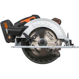 Akku-Handkreissäge WORX "WX520 NITRO", schwarz (scharz), B:17mm H:24,8mm L:32,6mm, Sägemaschinen, 190 mm Sägeblatt, 0-57 Schrägschnitte, inkl. Akku & Schnellladegerät