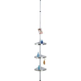 Duschablage Wenko "Premium", silber (silber matt satiniert), B:20cm T:27,5cm, Aluminium, Polystyrol, Regale, 3 Ablagen, 1 Spiegel