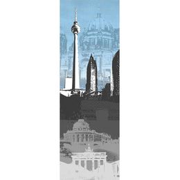 Fototapete ARCHITECTS PAPER "Berlin", blau (schwarz, grau, blau), B:1m L:2,8m, Vlies, Tapeten, Tapete Stadt Berlin Fototapete Grau Blau Panel 1,00m x 2,80m