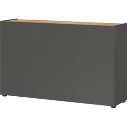Sideboard Germania "Adrano", grau (graphit, navarra, eiche, nachbildung), B:120cm H:76cm T:34cm, Spanplatte, Sideboards, mit grifflosem Design