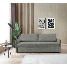Schlafsofa Bali "Pisa", grau, B:222cm H:93cm T:98cm, 100% PES, Sofas, Schlafsofa, mit 3 Matratzenarten, Lattenrost, stabiles Untergestell