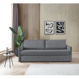 Schlafsofa Bali "Pisa", blau (blaugrau), B:222cm H:93cm T:98cm, 100% PES, Sofas, Schlafsofa, mit 3 Matratzenarten, Lattenrost, stabiles Untergestell