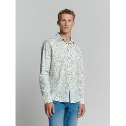 Langarmhemd NO EXCESS "NO EXCESS Stretchhemd mit Print Shirt Stretch Allover Printed", Herren, Gr. M, Normalgr&ouml;&szlig;en, blau (pastellblau), 97% Baumwolle, 3% Elasthan, regular fit, Hemden