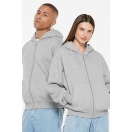 Kapuzensweatjacke Harlem Soul, Damen, Gr. XL, grau, Material: 65% Baumwolle, 35% Polyester, unifarben, regular fit normal, hoch geschlossener Ausschnitt, Rippb&uuml;ndchen, Sweatjacken, mit Baumwolle