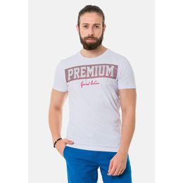 Cipo & Baxx T-Shirt CIPO & BAXX "T-Shirt", Jungen, Gr. L, wei&szlig;, 95% Baumwolle, 5% Elasthan, bedruckt, regular fit, Rundhals, Shirts T-Shirt, mit l&auml;ssigem Brustprint-Design