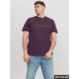 Jack & Jones PlusSize Rundhalsshirt "JJESTAR JJ TEE SS NOOS PLS", Herren, Gr. 3XL, lila (plum perfect), Single Jersey, Obermaterial: 100% Baumwolle, JACK & JONES PLUSSIZE, unifarben, loose fit taillenbedeckt, Rundhals, gerader Abschluss, Shirts Rundhalsshirt, mit Logo Schriftzug