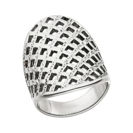 Fingerring Jobo "breit" Gr. 60, silber (edelstahlfarben), Fingerringe, Damen, 60, Edelstahl, Fingerring, Edelstahl mit Gitter-Struktur
