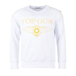 Sweater Top Gun "Dell TG20193011", Herren, Gr. XXXL, wei&szlig;, Obermaterial: 65% Baumwolle, 35% Polyester, Sweatshirts Sweater