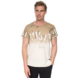 T-Shirt Rusty Neal, Herren, Gr. 3XL, braun (camelfarben), 100% Baumwolle, bedruckt, normal, Rundhals, Shirts T-Shirt, mit farblichem &Uuml;bergang