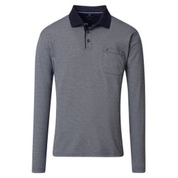 Langarm-Poloshirt Casamoda "Casamoda Polo-Shirt Langarm gestreift", Herren, Gr. 6XL, grau, 60% Baumwolle, 40% Polyester, Shirts