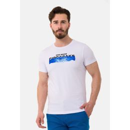 Cipo & Baxx T-Shirt CIPO & BAXX "T-Shirt", Herren, Gr. S, wei&szlig;, 95% Baumwolle, 5% Elasthan, bedruckt, regular fit, Rundhals, Shirts T-Shirt, mit Rundhals-Ausschnitt