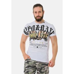 Cipo & Baxx T-Shirt CIPO & BAXX "T-Shirt", Jungen, Gr. L, wei&szlig;, 95% Baumwolle, 5% Elasthan, bedruckt, regular fit, Rundhals, Shirts T-Shirt, mit Rundhals-Ausschnitt