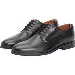 Schnürschuh Tommy Hilfiger "HILFIGER THUNIT LTH SHOE", Herren, Gr. 44, schwarz, Leder, unifarben, Klassisch, Schuhe, Blockabsatz, Businessschuh, Abendschuh in edlem Used Look