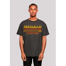 T-Shirt F4NT4STIC "Stranger Things Fire Logo Men Netflix TV Series", Damen, Gr. XS, schwarz, Obermaterial: 100% Baumwolle, oversize, Rundhals, ohne B&uuml;ndchen, Shirts T-Shirt, Premium Qualit&auml;t